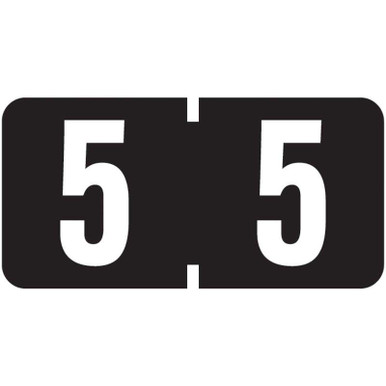 Tab Products Numeric Labels, 1280-Series, 1/2 H x 1 W, Number 5, Black ...