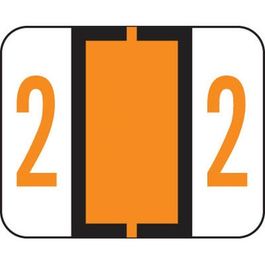 Tab Products Numeric Labels, 1 H x 1 1/4 W, Number 2, Lt Orange, 500 ...