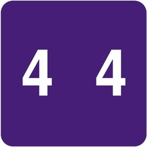 Acme Numeric Labels, ACNM-Series, 1 1/2 H x 1 1/2 W, Number 4, Purple ...