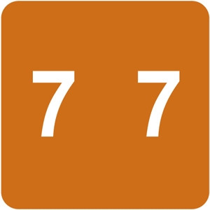 Acme Numeric Labels, ACNM-Series, 1 1/2 H x 1 1/2 W, Number 7, Brown ...