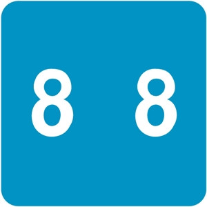 Acme Numeric Labels, ACNM-Series, 1 1/2 H x 1 1/2 W, Number 8, Blue ...