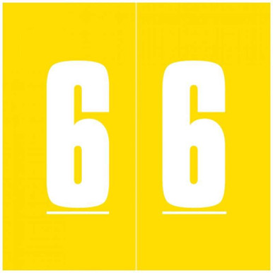 Ames Numeric Labels, Number 6, Yellow, 500 per Roll (AMNM-6)
