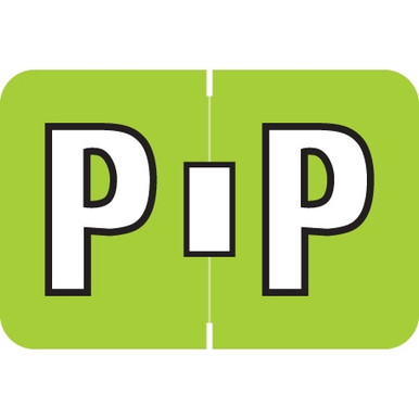 Amerifile Alpha Labels - Letter P, Light Green, 1 x 1.5 Inch, 500/Roll