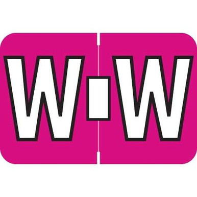 Amerifile Alpha Labels - Letter W, Magenta, 1 x 1.5 Inch, 500/Roll