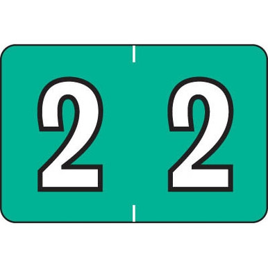 Colwell Numeric Labels, 1 H x 1 1/2 W , Number 2, Jade, 500/Roll (CONM-2)