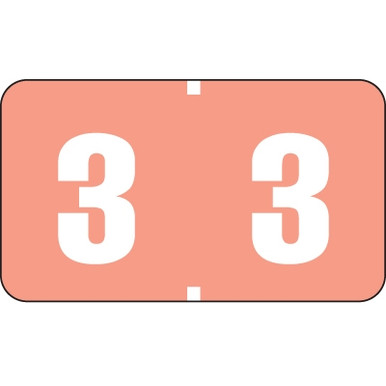 Digi Color Alternate Numeric Labels - Number 3, Pink, 250 Labels/Roll ...