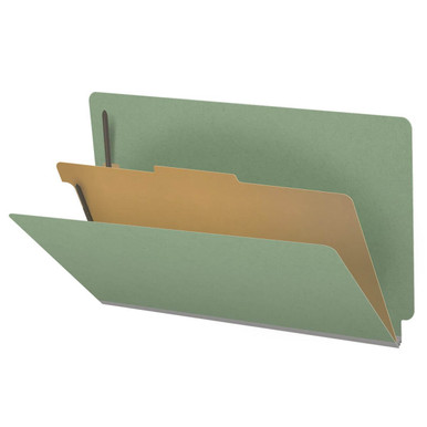 End Tab Classification Folders - 1 Divider, Green Pressboard, Legal