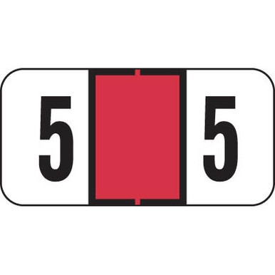 Jeter Numeric Labels, 3000-Series, 3/4 H x 1 1/2 W, Number 5, Red, 500 ...