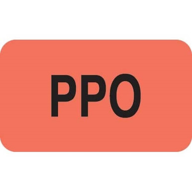 PPO Insurance Labels | Fluorescent Red, 250 Labels Per Roll