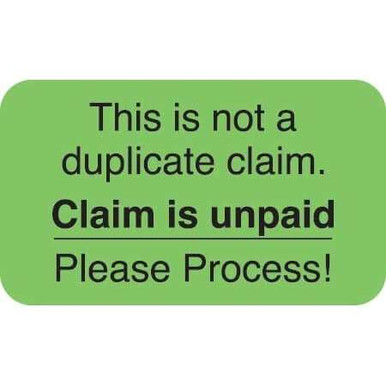Not A Duplicate Claim Labels | Fluorescent Green, 250 Labels Per Roll