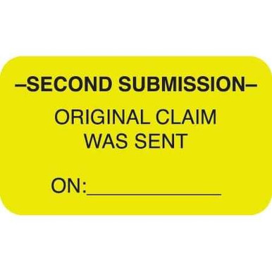 Second Submission Claim Labels | Fluorescent Chartreuse, 250 Labels/Roll