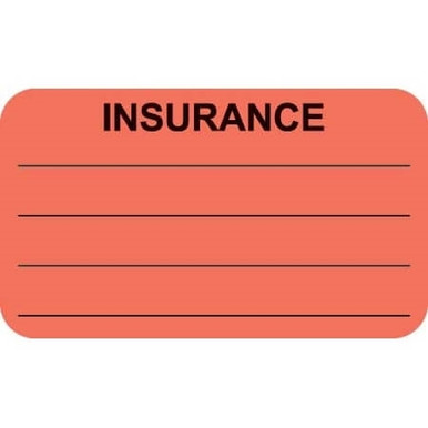 Insurance Labels | Fluorescent Red, 7/8" x 1-1/2", 250 Labels Per Roll