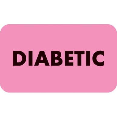 Diabetic Medical Chart Labels, 7/8" x 1-1/2", Fluorescent Pink, 250/Roll