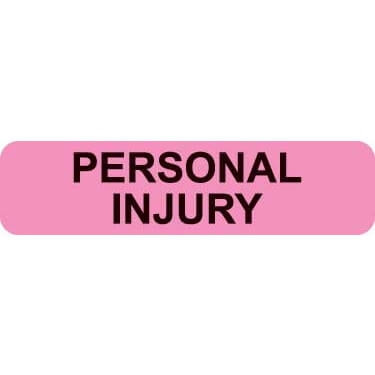 Personal Injury Labels, 5/16" x 1-1/4", Fluorescent Pink, 500/Roll