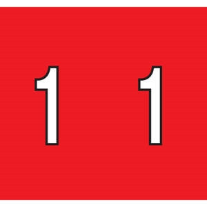 Kardex Numeric Label PSF-138, Number 1, Red, 1-1/2 x 1-1/4, 500/Roll