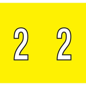 Kardex Numeric Label PSF-138, Number 2, Yellow, 1-1/2 x 1-1/4, 500/Roll