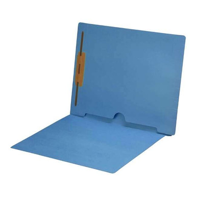 End Tab Pocket Folders, Letter, 1 Fastener, Blue, 50/Box