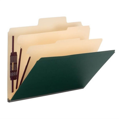 Smead Dark Green Classification Folders, Letter, 2 Dividers, 10/Box