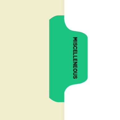 Miscellaneous Chart Dividers, Side Tab, Light Green, 100/Box