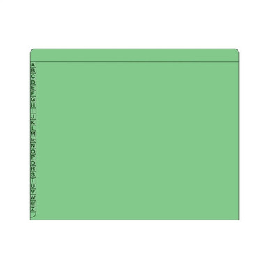 Kardex Alphabetic File Folders - A to Z Scale, Green, 100/Box