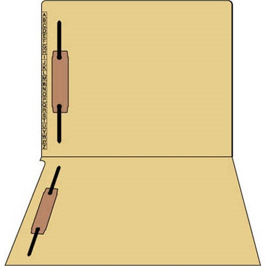 Kardex Alphabetic File Folders - A to Z Scale, Tan, 2 Fasteners, 50/Box