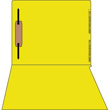 Kardex Numeric File Folders - 0 thru 9 Scale, Yellow, 1 Fastener, 50/Box