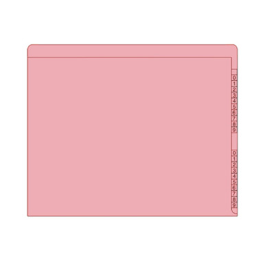 Kardex Numeric File Folders - 0 thru 9 Scale, Pink, 100/Box