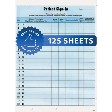 Patient Sign-In Label Forms, HIPAA Compliant, Blue, 125/Pack