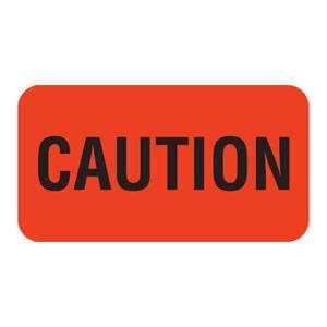 Vet Labels, Caution, 1-5/8 W x 7/8 H, Fl. Red (V-AN274)