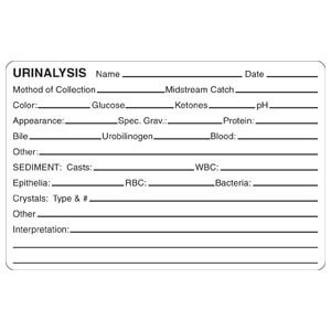 Veterinary Laboratory Labels, Urinalysis, White, 240/Roll (V-AN436)