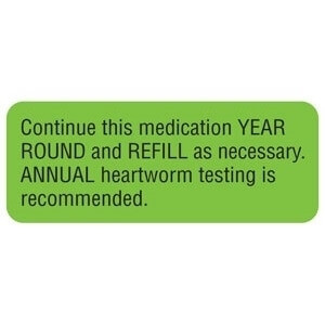 Veterinary Medication Labels, 'Continue This Medication', Fl. Green ...