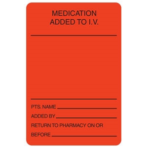 Veterinary Medication Labels | Medication Added to IV, 2" x 3", 390/Roll