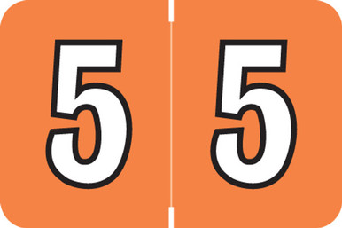 Amerifile Numeric Labels, L1000-Series, 1 H x 1-1/2 W, Number 5, Burnt ...