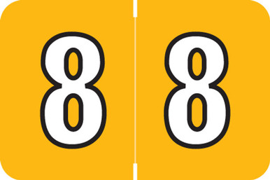 Amerifile Numeric Labels, L1000-Series, 1 H x 1-1/2 W, Number 8, Amber ...