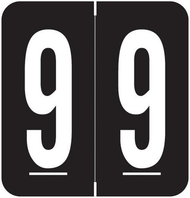 VRE/GBS 8860-Series (Ver.2) Numeric Labels - Black, Number 9, 1 H x 1-1 ...