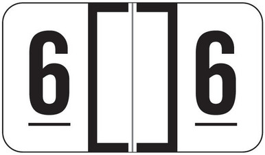 Jeter 0300 Series Numeric Labels - White Number 6 | 500 Labels/Roll