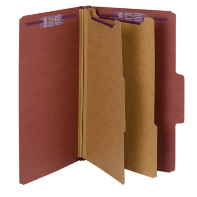 Smead SuperTab Red Classification Folders, Legal, 2 Dividers, 10/Box