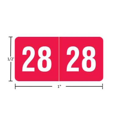 Smead ETS 2028 Red Year Labels, 1/2 x 1, SYPK-28, 250/Pack