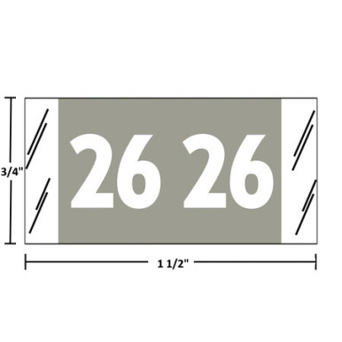 Acme Visible Year Labels - 26, Gray, 3/4" x 1-1/2", 1000/Roll