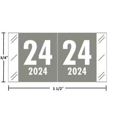 Col’R’Tab Compatible CRYM Year Labels - 2024, Gray, 3/4" x 1-1/2", 500/Roll