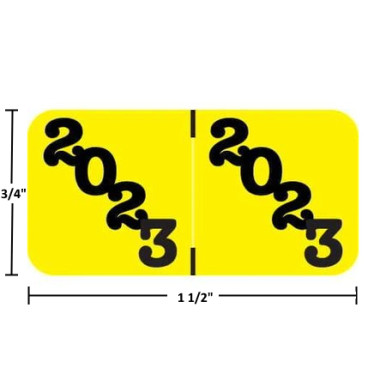 POS Year Labels – 2023 Yellow (POYM-23), 3/4" x 1-1/2", 500/Roll