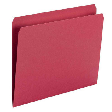 Smead 10943 Red Straight-Cut File Folders, Letter, 100/Box