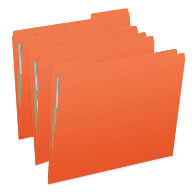 Orange Fastener File Folders, Letter, 1/3-Cut, 2 Fasteners | Filing.com