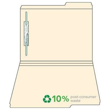 Manila File Folders, Letter, Right Tab, 1 Fastener, Reinforced, 50/Box