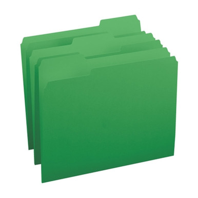 Green File Folders, Letter Size, 1/3-Cut Tabs, 100/Box