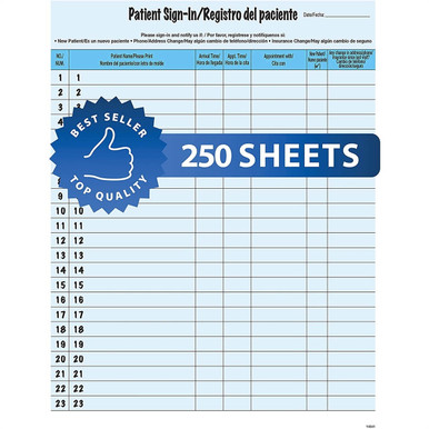 Patient Sign-In Label Forms, HIPAA Compliant, Blue, 250/Pack