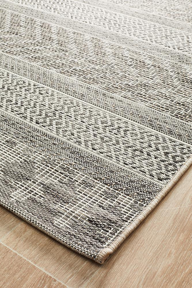 Terrace Grey Stripe Floor Rug - Rugs Express