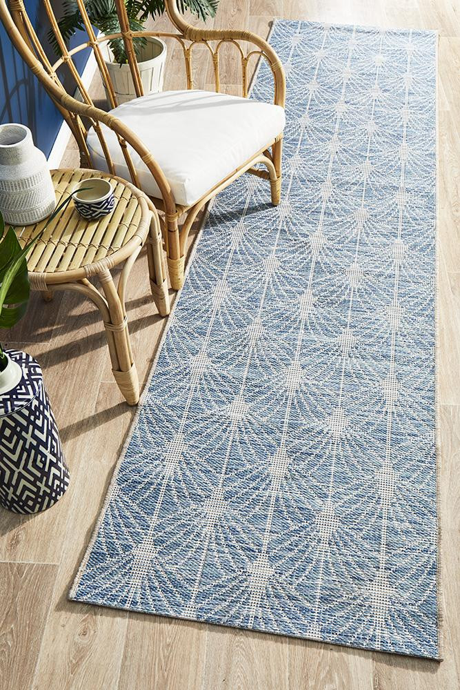 Terrace Lattice Blue Runner - Rugs Express