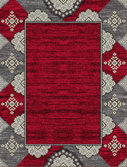 Abi Red Pattern Border Rug - Rugs Online Australia | Buy Cheap Rugs For ...