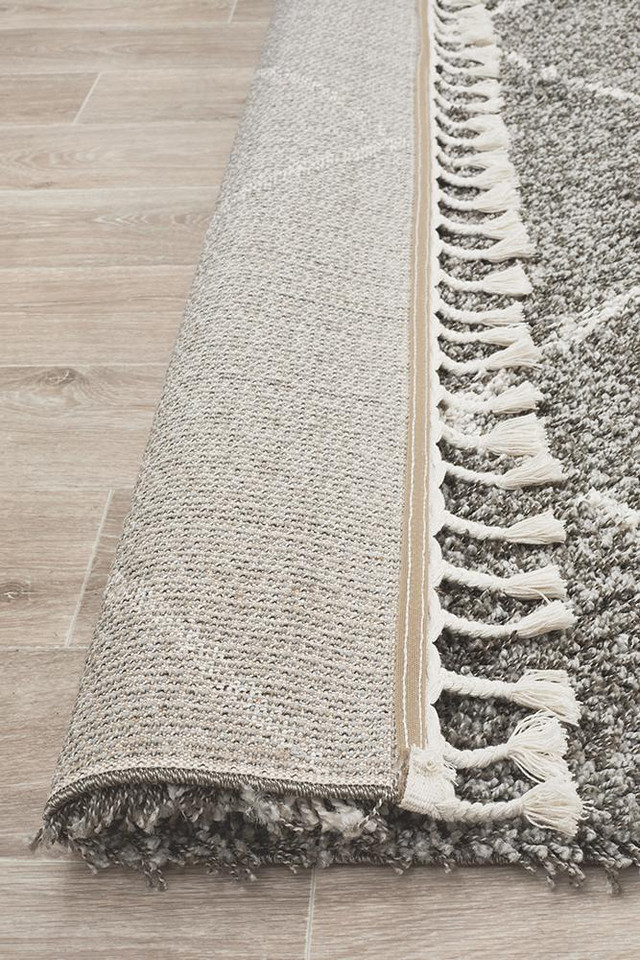 Shaba Diamond Grey Shag Rug - Rugs Express